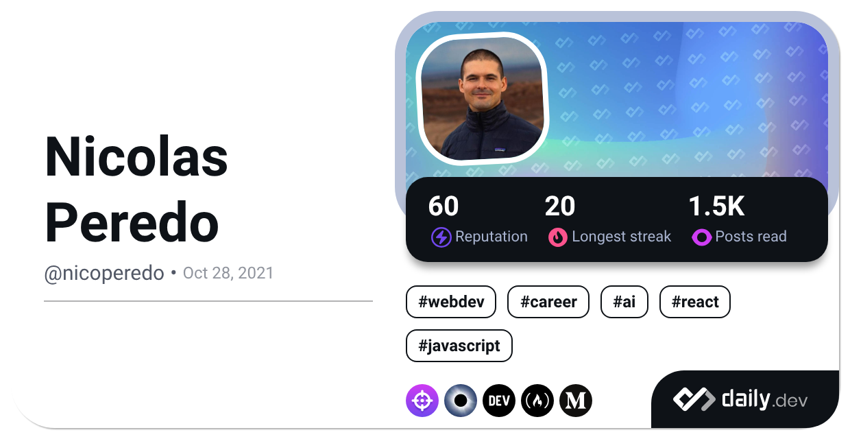 Recent posts by Nicolas Peredo (@nicoperedo) | daily.dev