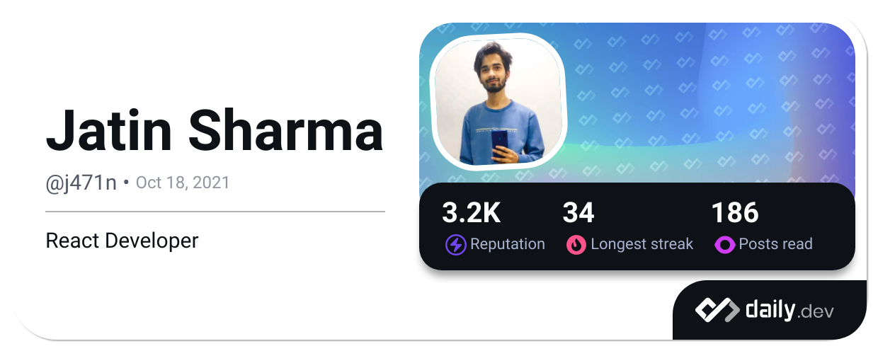Jatin Sharma (@j471n) | daily.dev