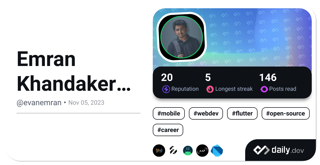 Emran Khandaker Evan (@evanemran) | daily.dev