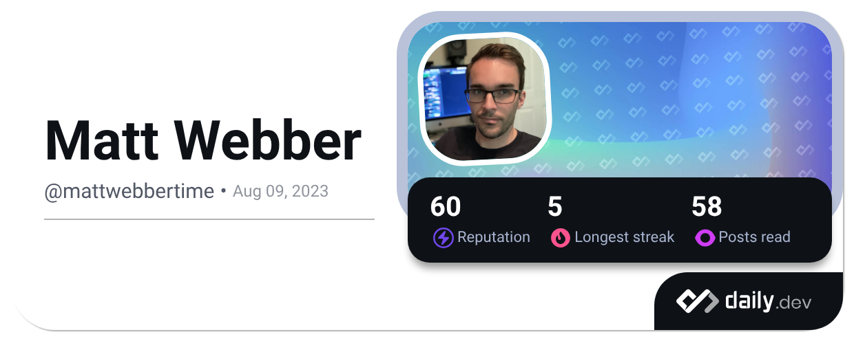 Matt Webber (@mattwebbertime) | daily.dev