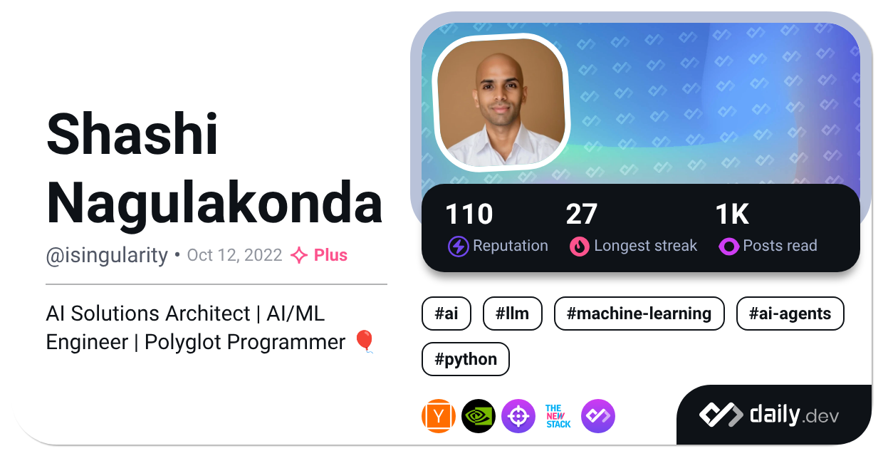Shashi Nagulakonda (@isingularity) | daily.dev