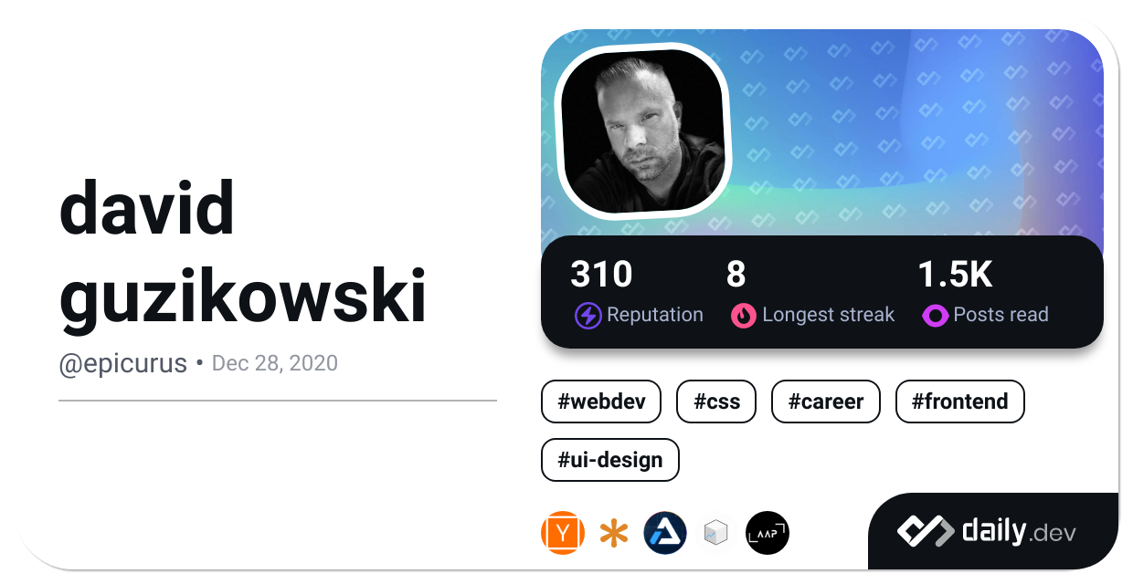 david guzikowski (@epicurus) | daily.dev