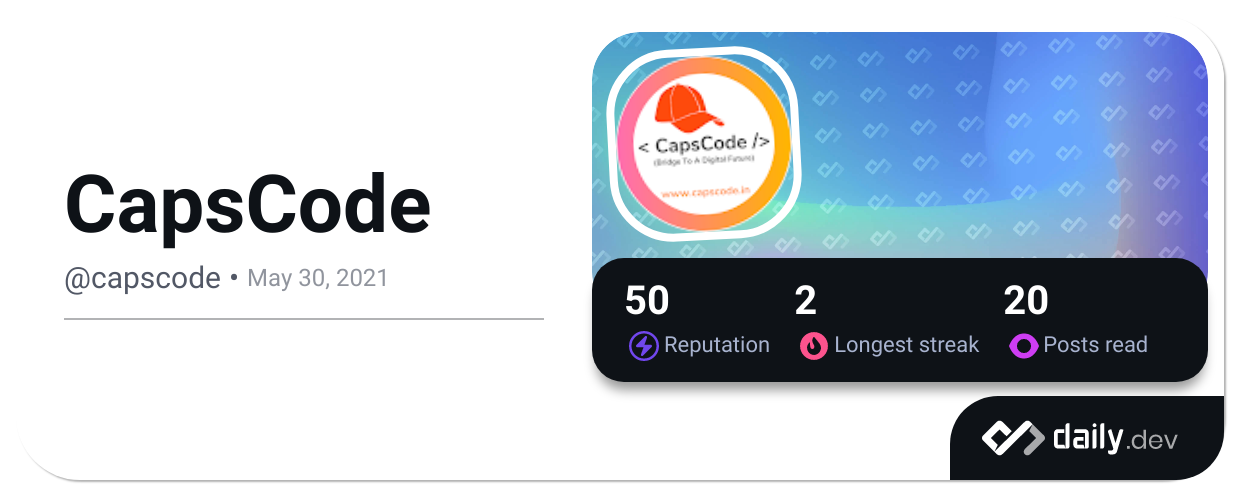 Recent posts by CapsCode (@capscode) | daily.dev