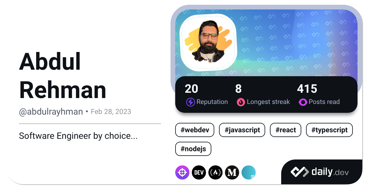 Abdul Rehman (@abdulrayhman) | daily.dev