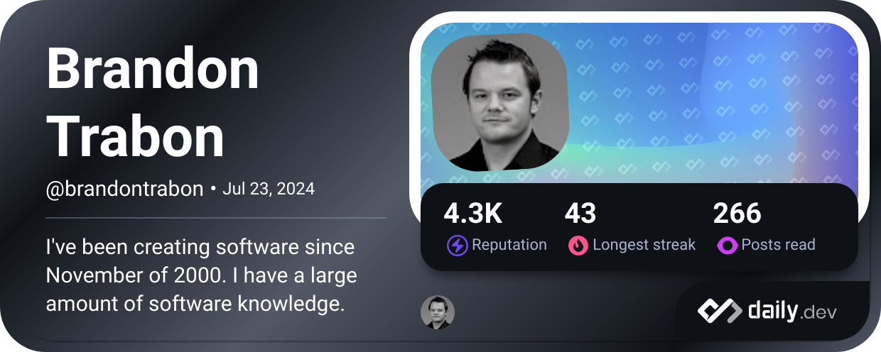 Brandon Trabon (@brandontrabon) | daily.dev