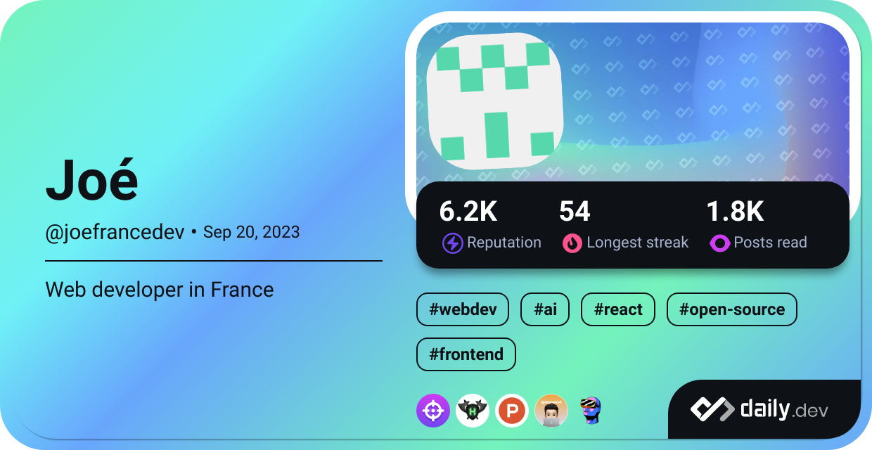 Joé (@joefrancedev) | daily.dev