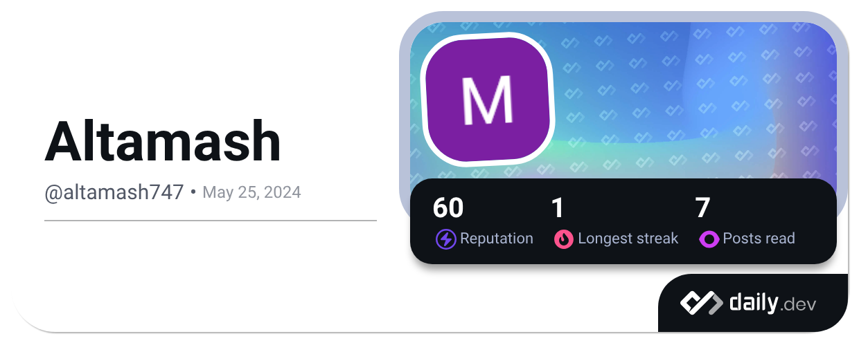 Altamash (@altamash747) | daily.dev