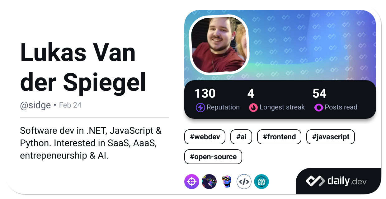 Lukas Van der Spiegel (@sidge) | daily.dev