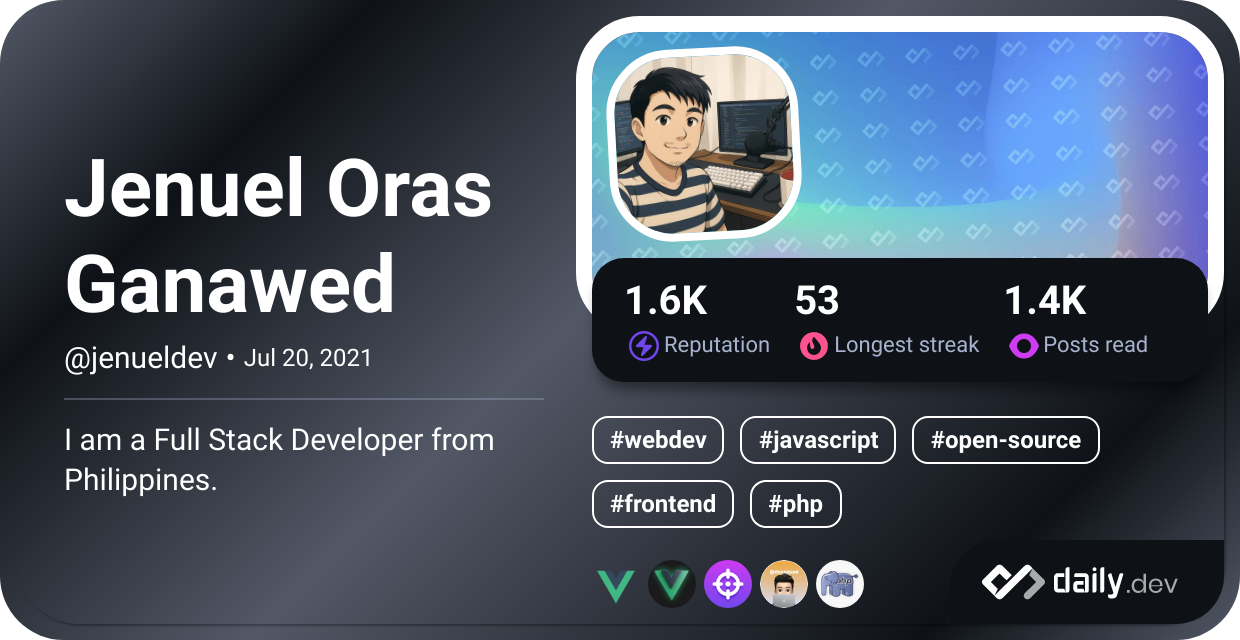 Jenuel Oras Ganawed (@jenueldev) | daily.dev