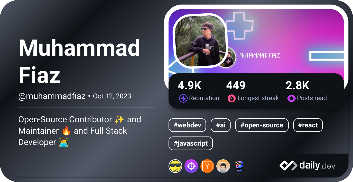 Muhammad Fiaz (@muhammadfiaz) | daily.dev