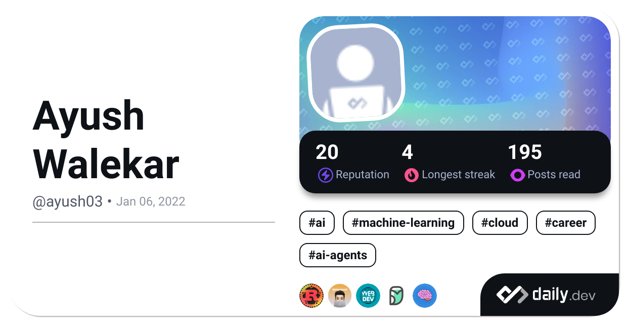 Ayush Walekar (@ayush03) | daily.dev