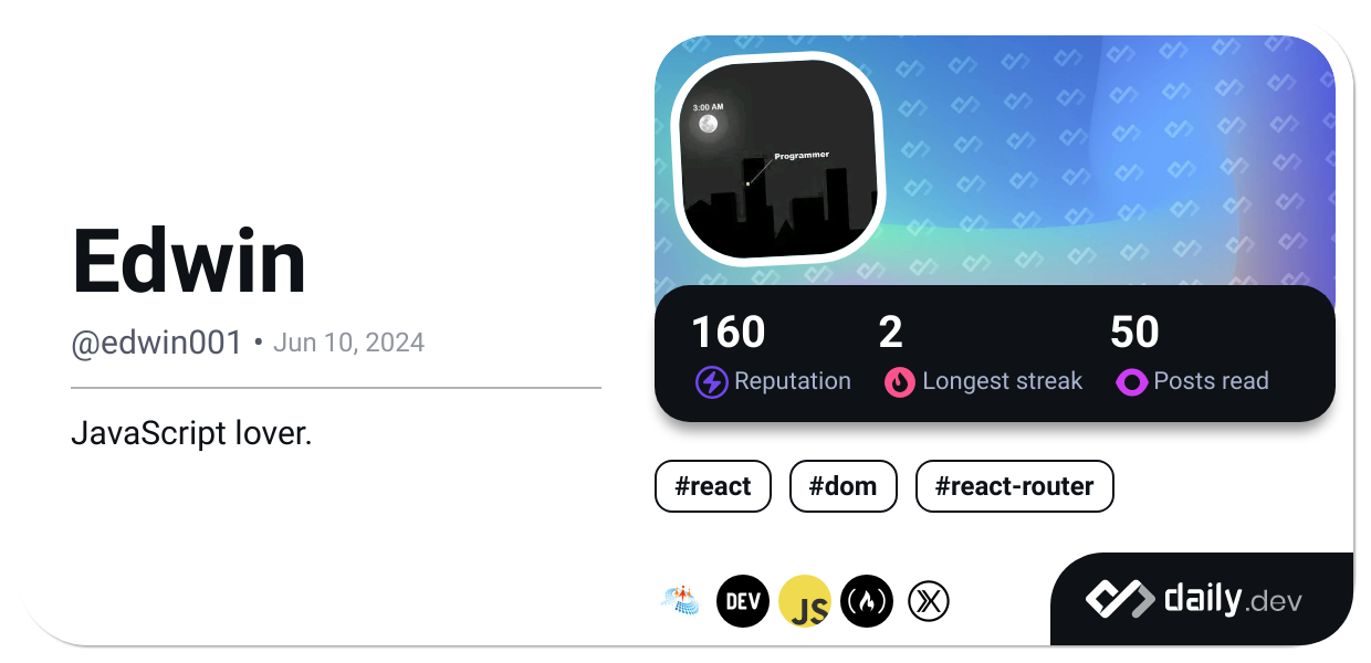 Edwin (@edwin001) | daily.dev