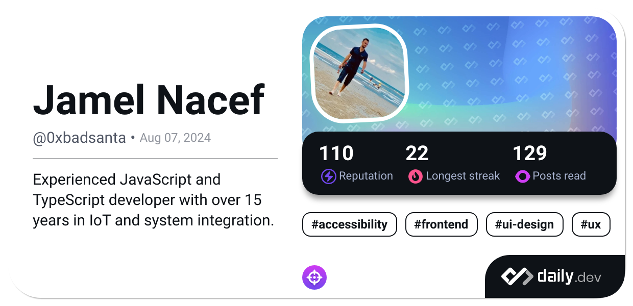 Jamel Nacef (@0xbadsanta) | daily.dev