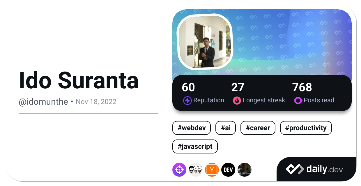 Ido Suranta (@idomunthe) | daily.dev