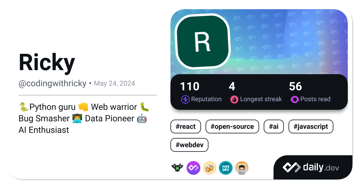 Ricky (@codingwithricky) | daily.dev