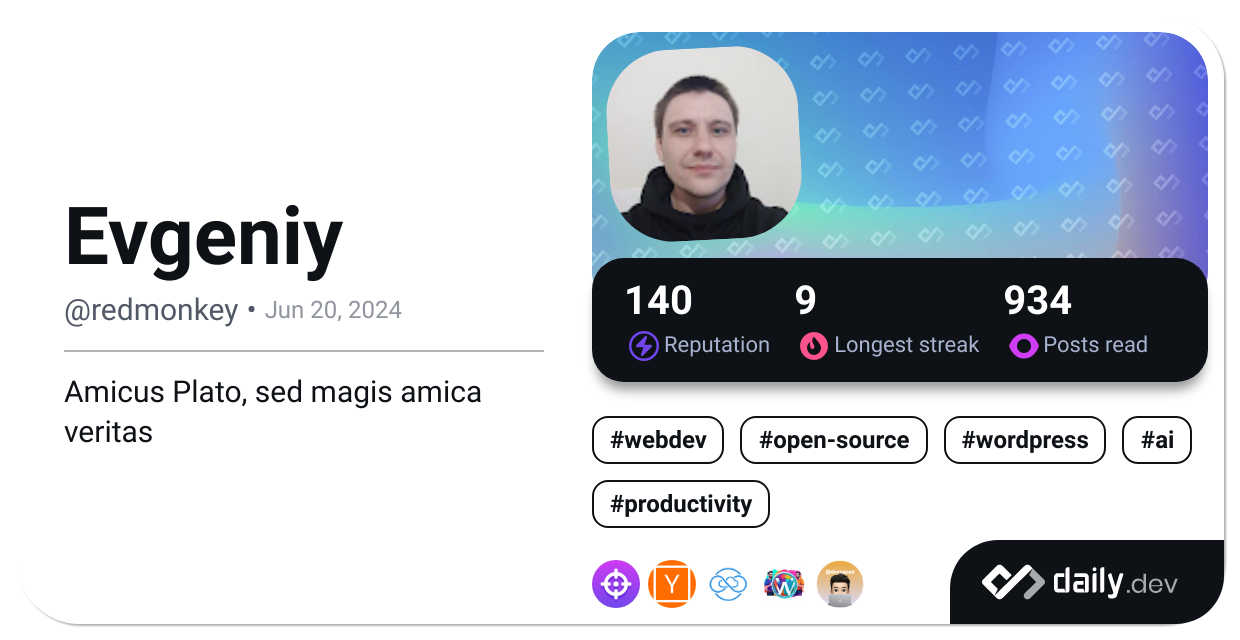 Evgeniy (@redmonkey) | daily.dev