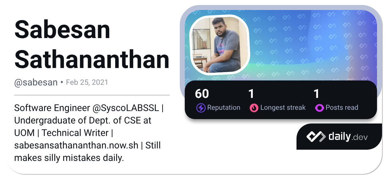 Recent posts by Sabesan Sathananthan (@sabesan) | daily.dev