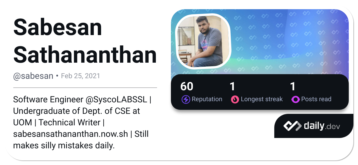 Sabesan Sathananthan (@sabesan) | daily.dev