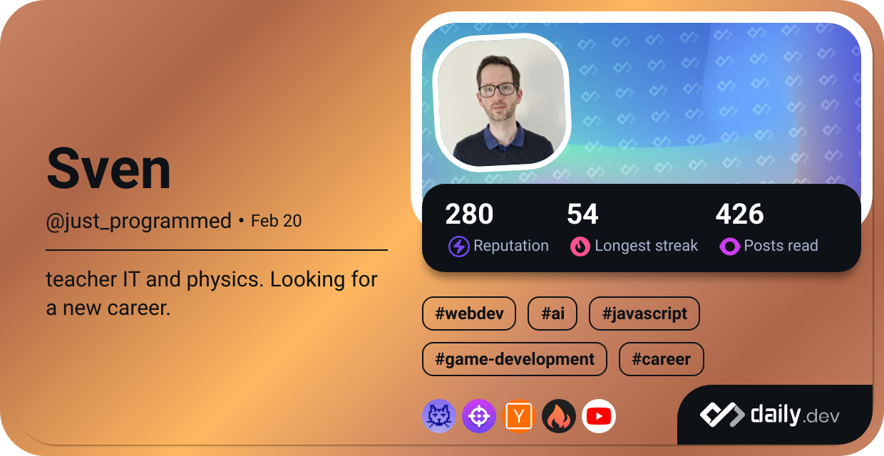 Recent posts by Sven (@just_programmed) | daily.dev