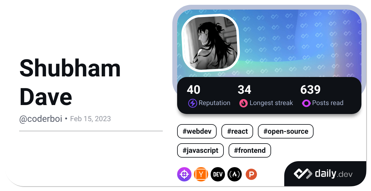 Shubham Dave (@coderboi) | daily.dev