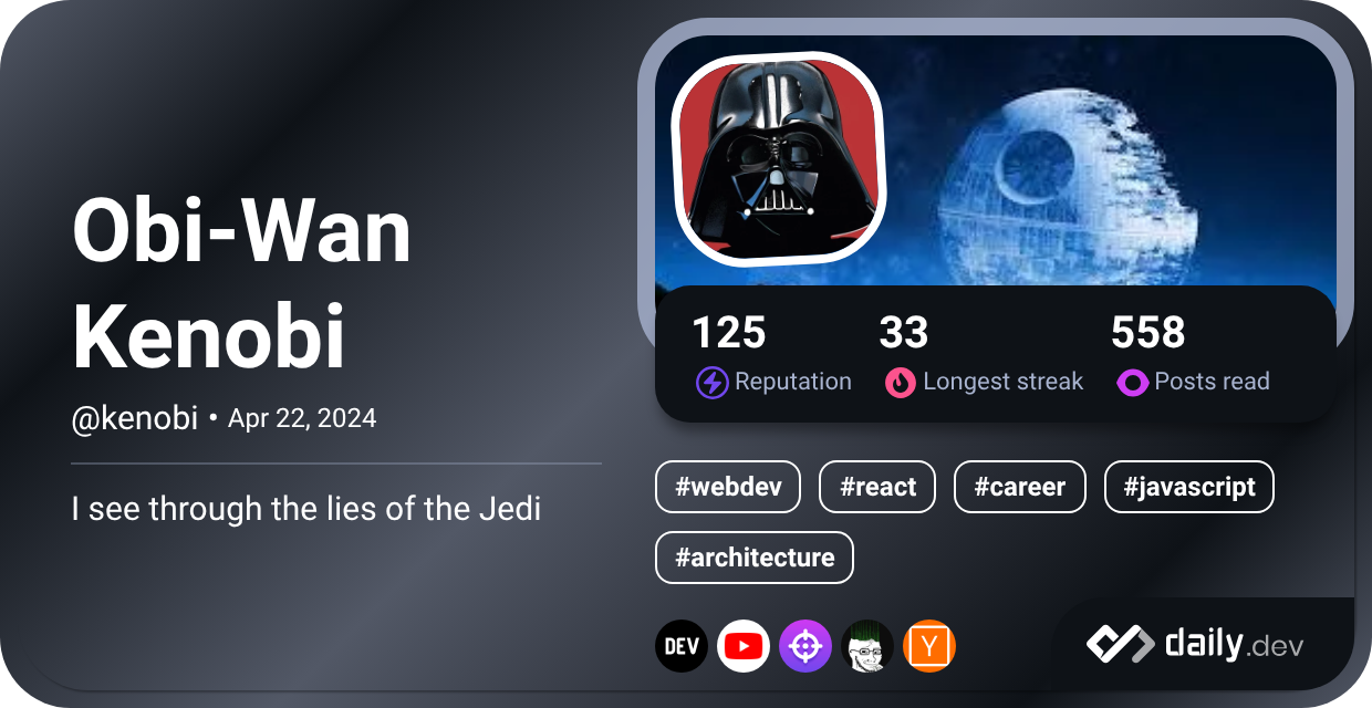 Obi-Wan Kenobi (@kenobi) | daily.dev