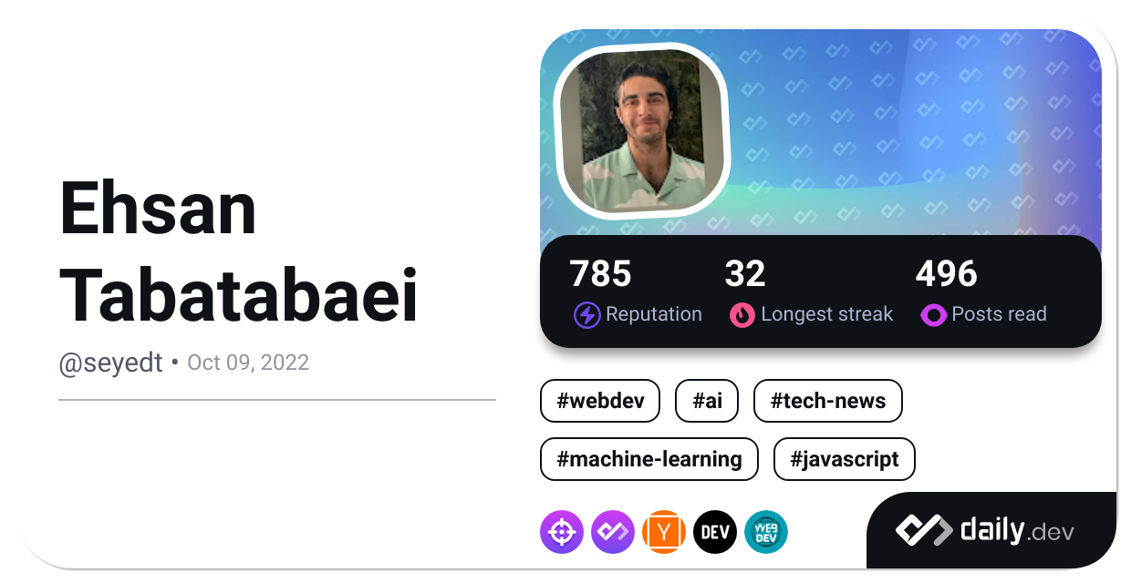 Recent posts by Ehsan Tabatabaei (@seyedt) | daily.dev