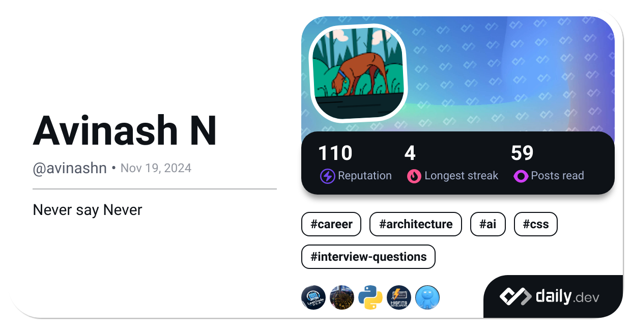 Avinash N (@avinashn) | daily.dev