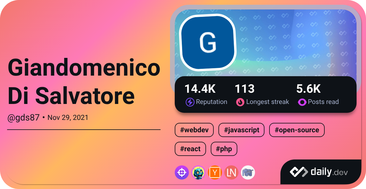 Giandomenico Di Salvatore (@gds87) | daily.dev