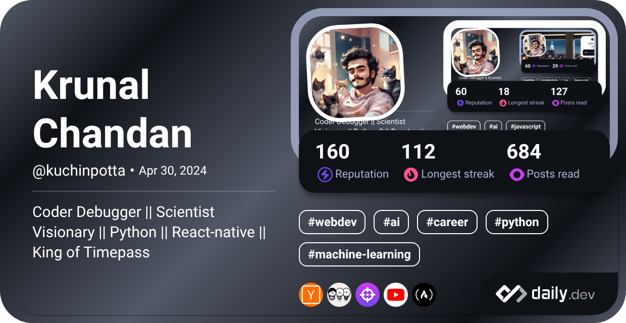 Recent posts by Krunal Chandan (@kuchinpotta) | daily.dev