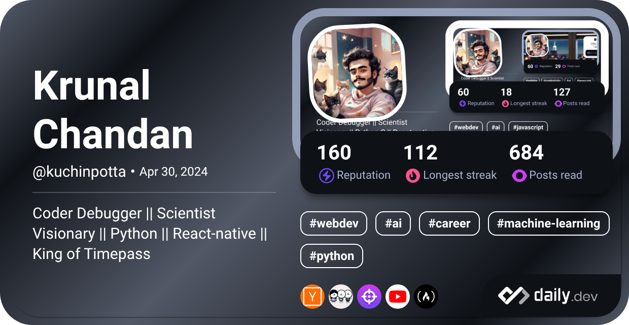Krunal Chandan (@kuchinpotta) | daily.dev