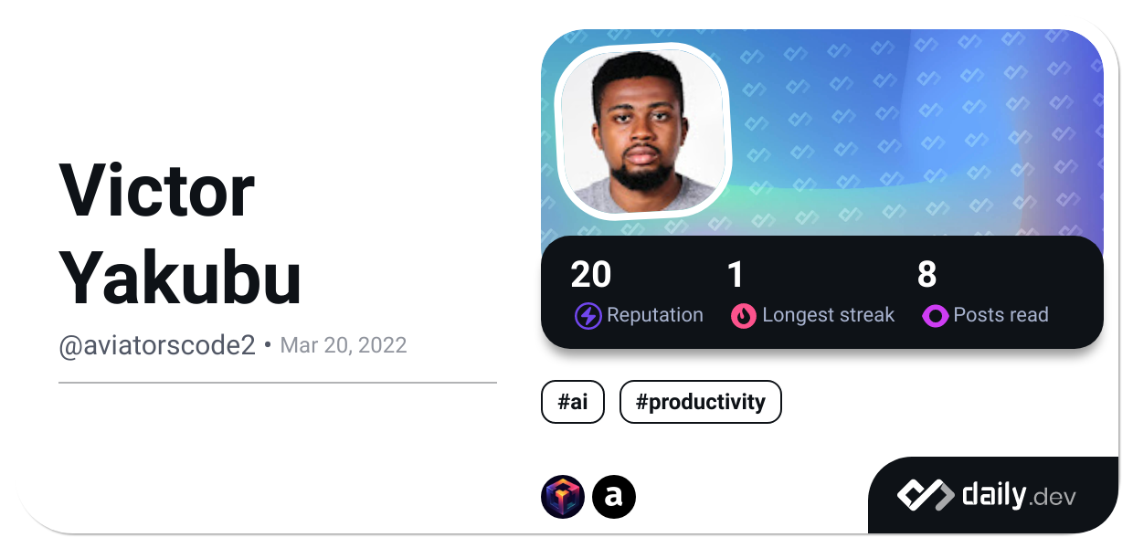 Recent posts by Victor Yakubu (@aviatorscode2) | daily.dev