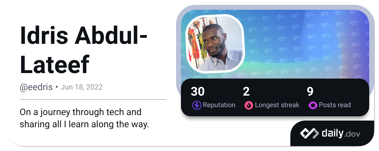 Recent posts by Idris Abdul-Lateef (@eedris) | daily.dev