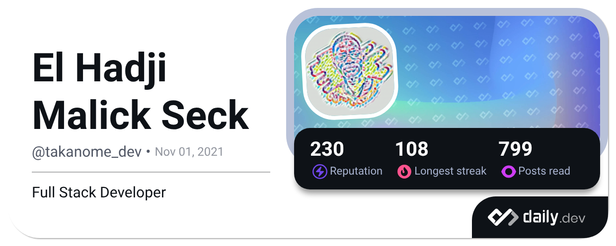 El Hadji Malick Seck (@takanome_dev) | daily.dev