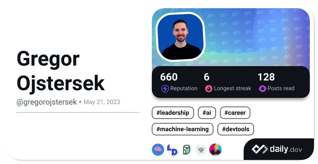 Gregor Ojstersek (@gregorojstersek) | daily.dev