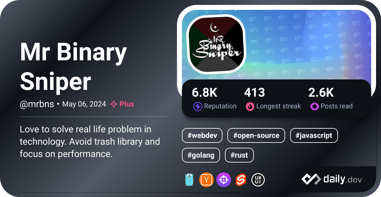 Mr Binary Sniper (@mrbns) | daily.dev