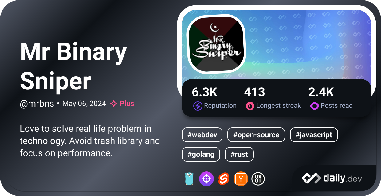 Mr Binary Sniper (@mrbns) | daily.dev