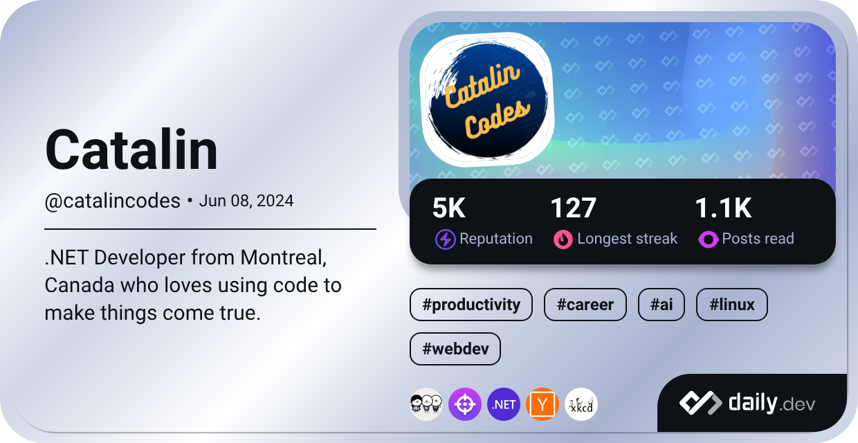 Catalin (@catalincodes) | daily.dev