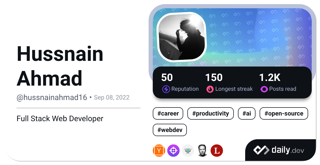 Hussnain Ahmad (@hussnainahmad16) | daily.dev