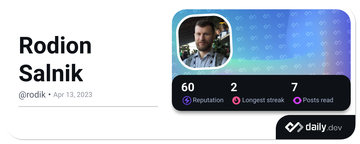 Rodion Salnik (@rodik) | daily.dev