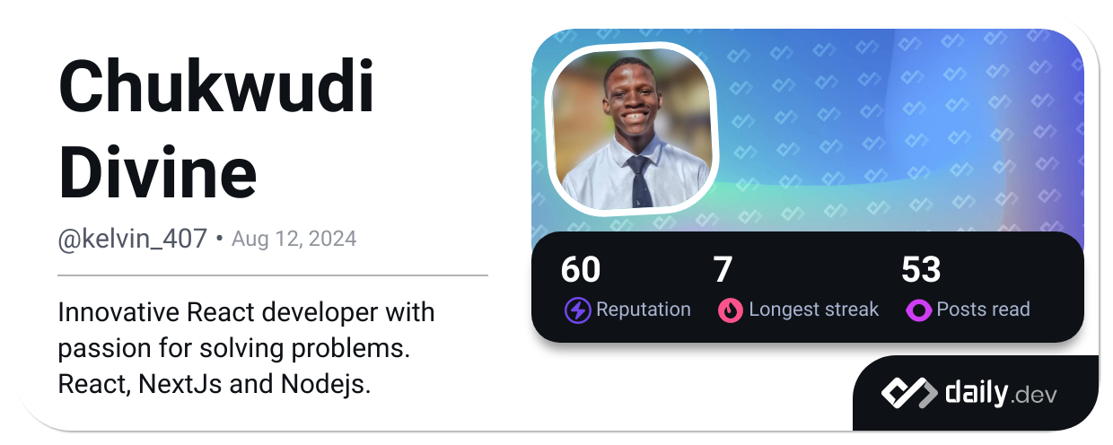 Chukwudi Divine (@kelvin_407) | daily.dev