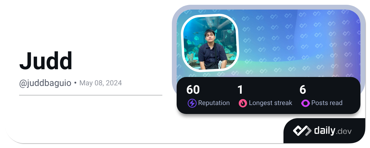 Judd (@juddbaguio) | daily.dev