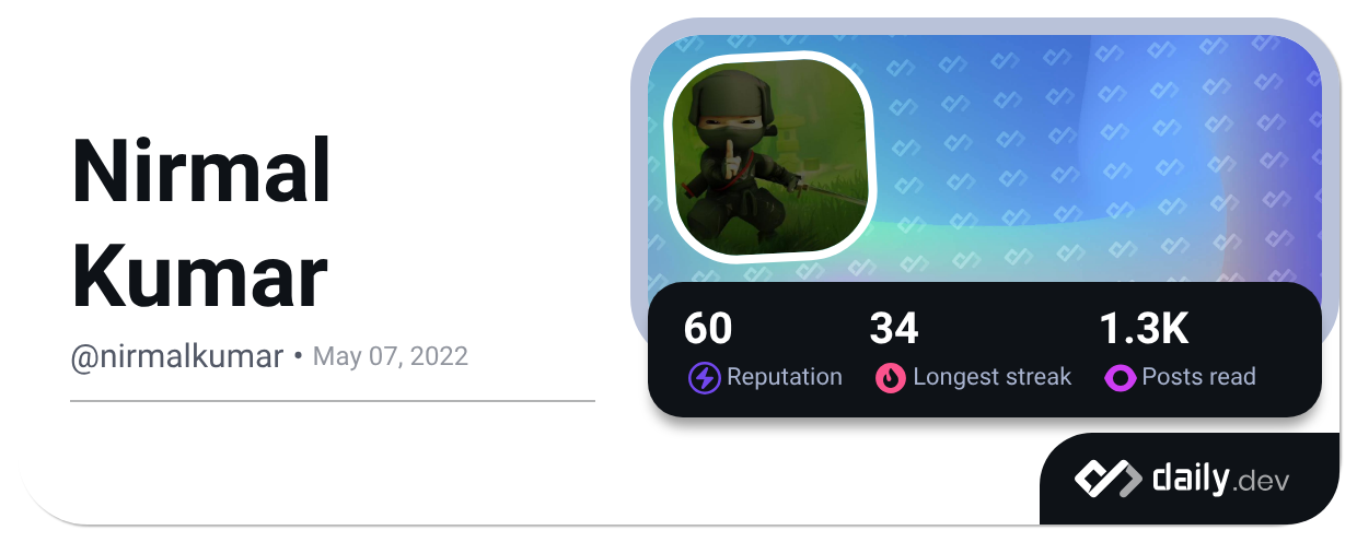 Nirmal Kumar (@nirmalkumar) | daily.dev