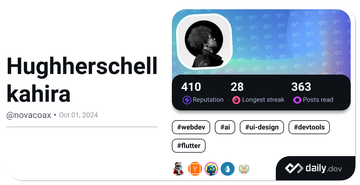 Hughherschell kahira (@novacoax) | daily.dev
