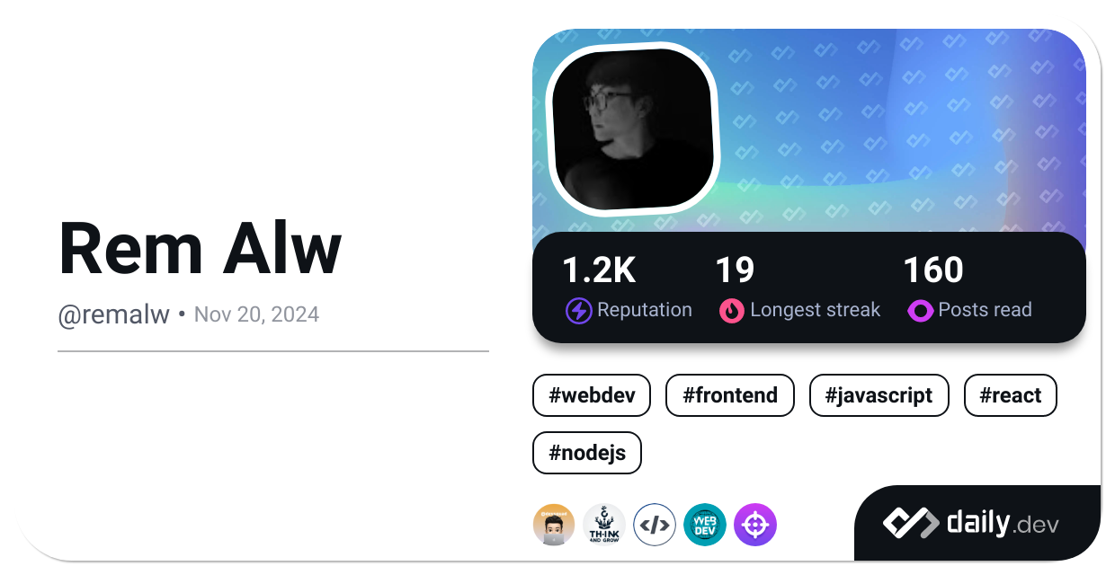 Rem Alw (@remalw) | daily.dev