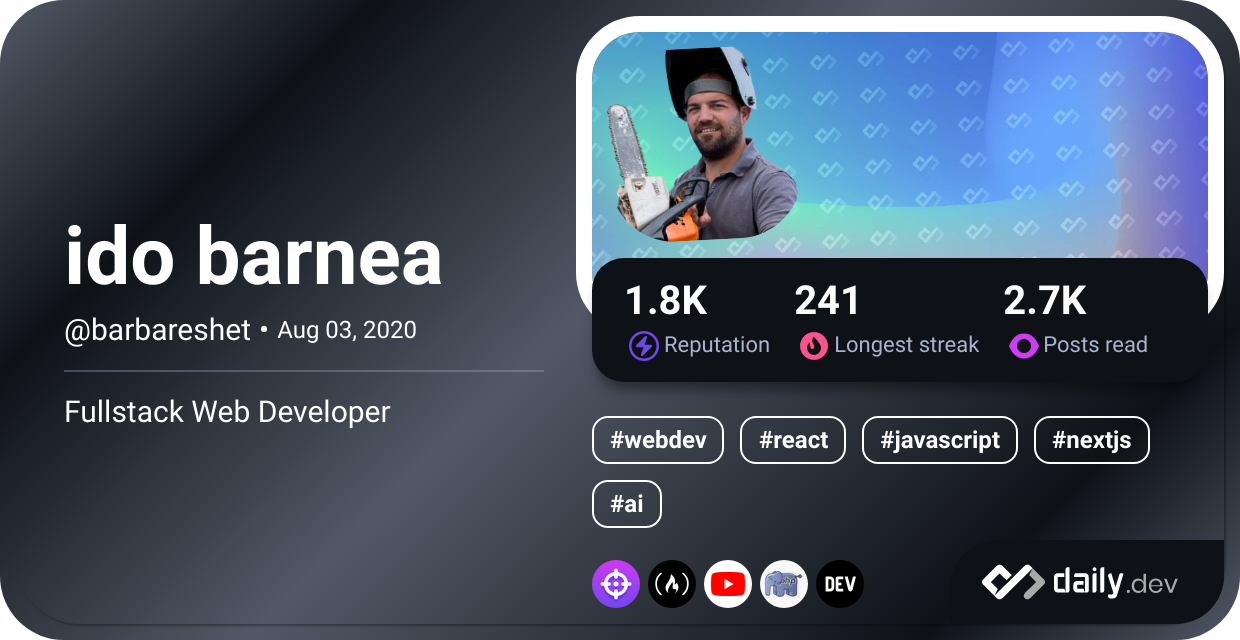 ido barnea (@barbareshet) | daily.dev