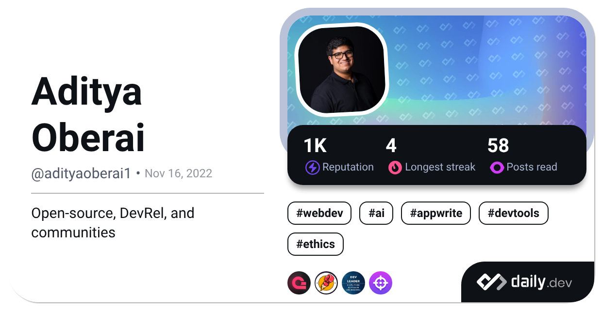 Aditya Oberai (@adityaoberai1) | daily.dev