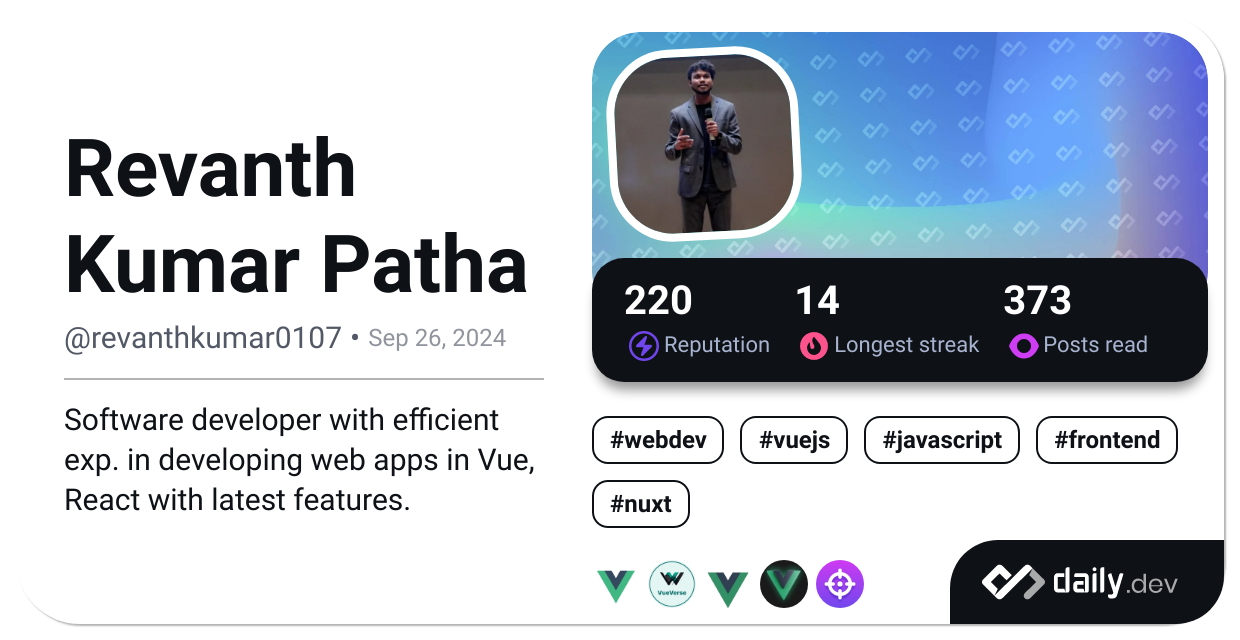 Revanth Kumar Patha (@revanthkumar0107) | daily.dev