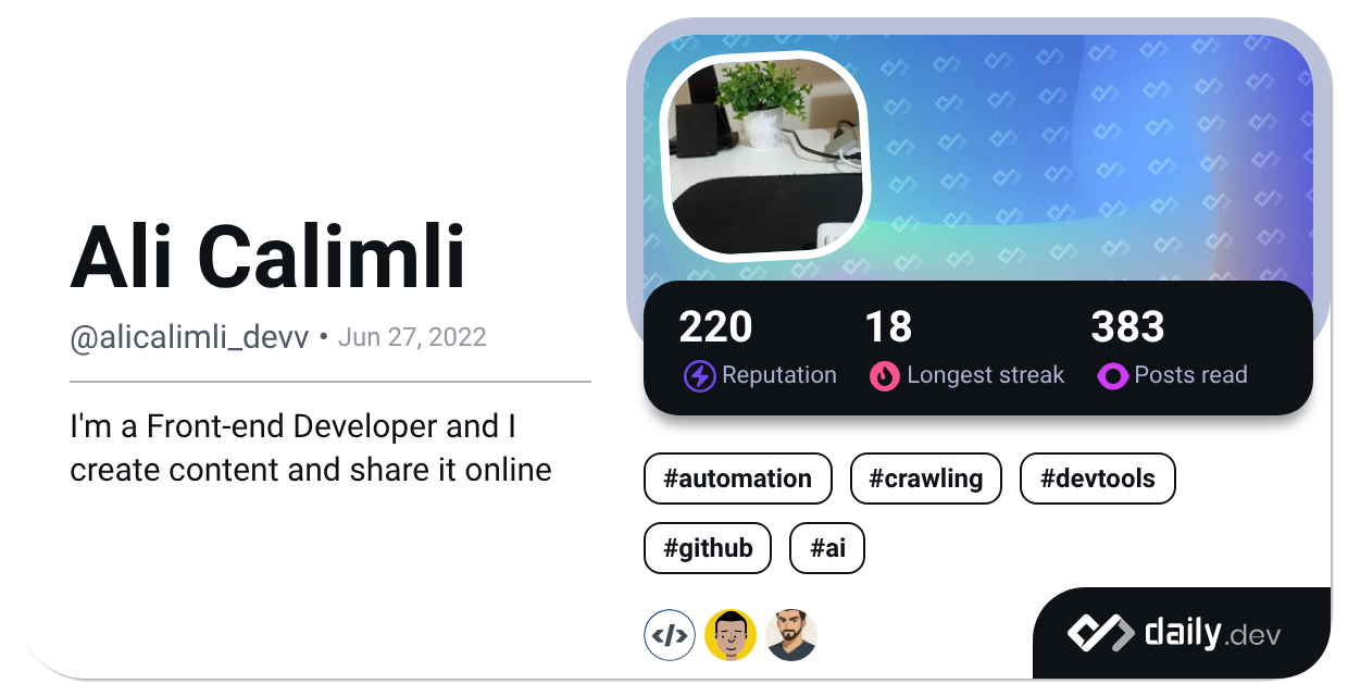 Recent posts by Ali Calimli (@alicalimli_devv) | daily.dev