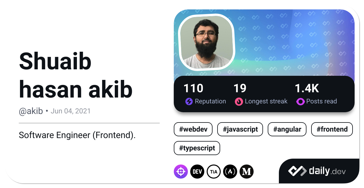 Shuaib hasan akib (@akib) | daily.dev Shuaib hasan akib (@akib) | daily.dev