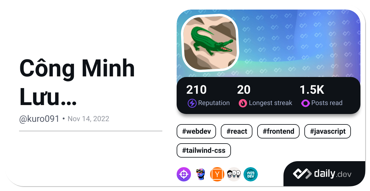 Công Minh Lưu (Kuro091) (@kuro091) | daily.dev